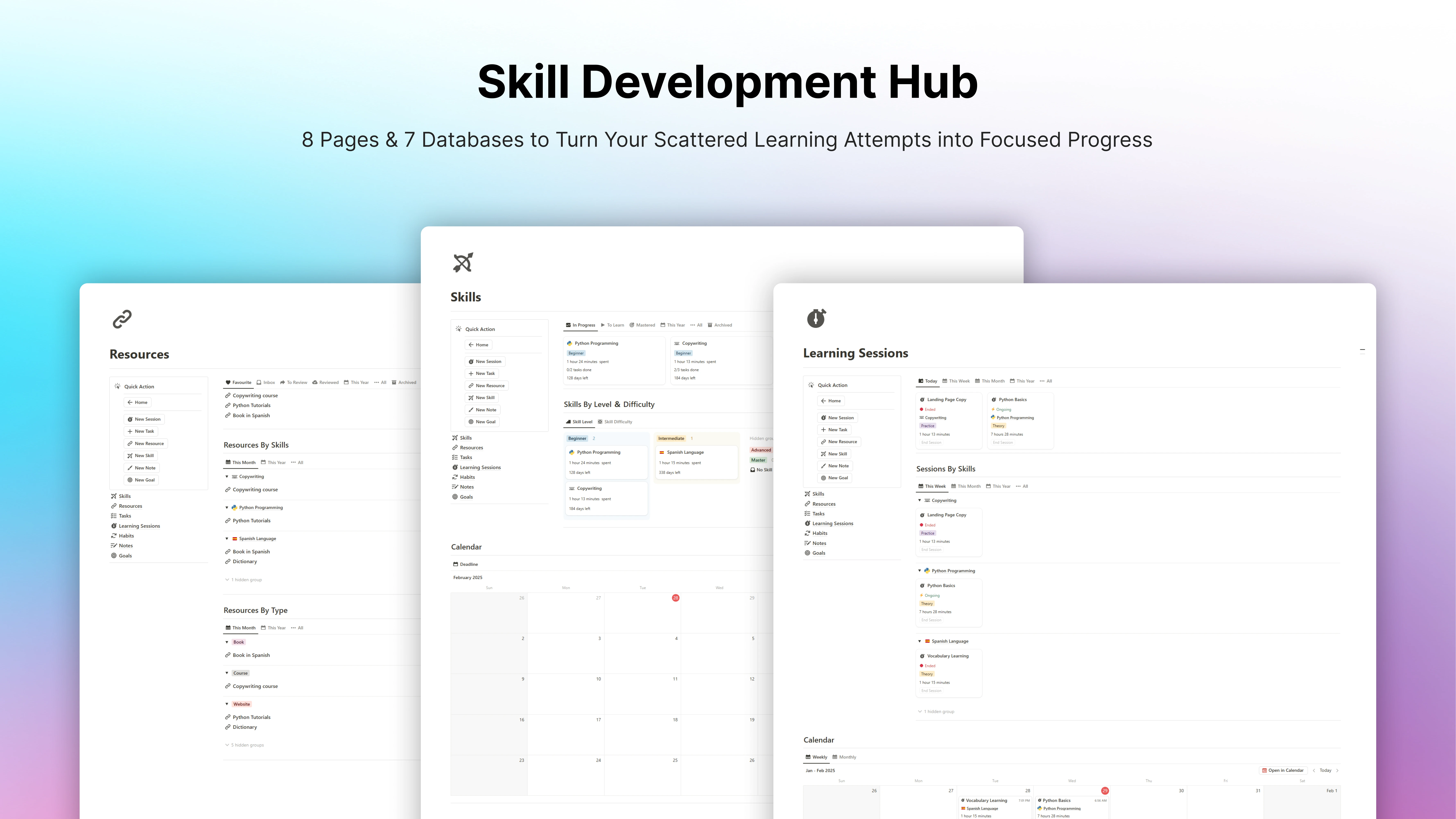 Notion Skill Development Hub - Personal Template